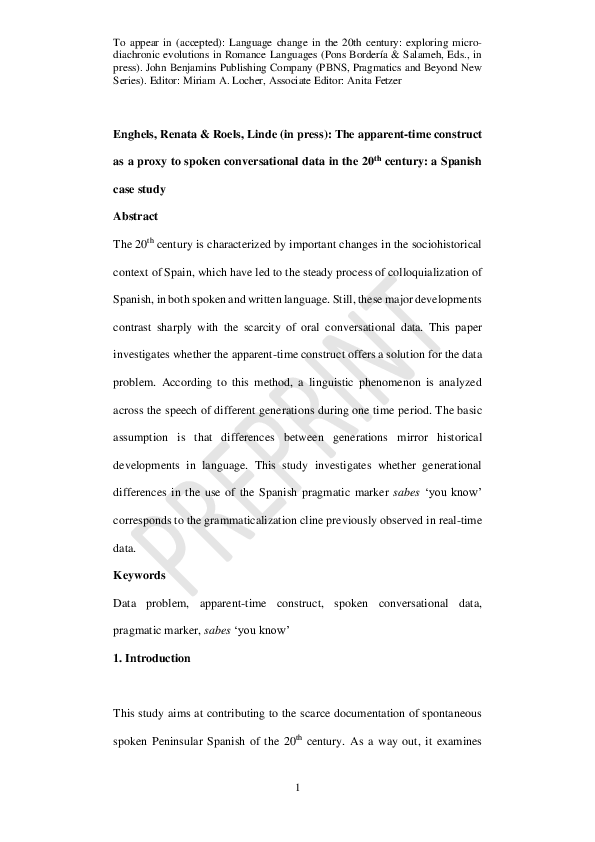 (PDF) The apparent-time construct as a proxy to spoken conversational data in the 20th century ...