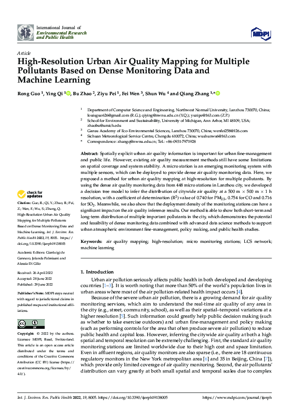 (PDF) High-Resolution Urban Air Quality Mapping for Multiple Pollutants ...