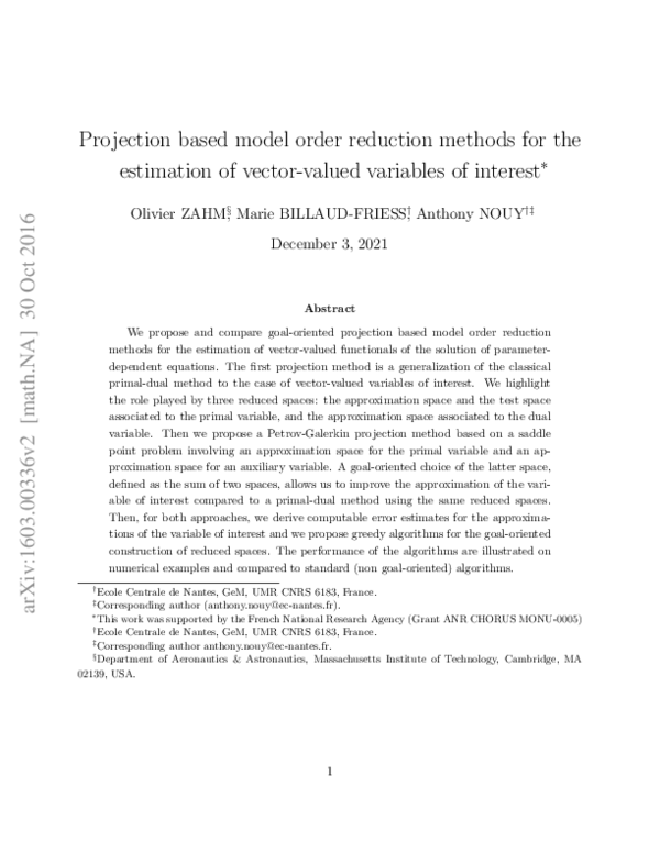 (PDF) Projection-Based Model Order Reduction Methods for the Estimation of Vector-Valued ...
