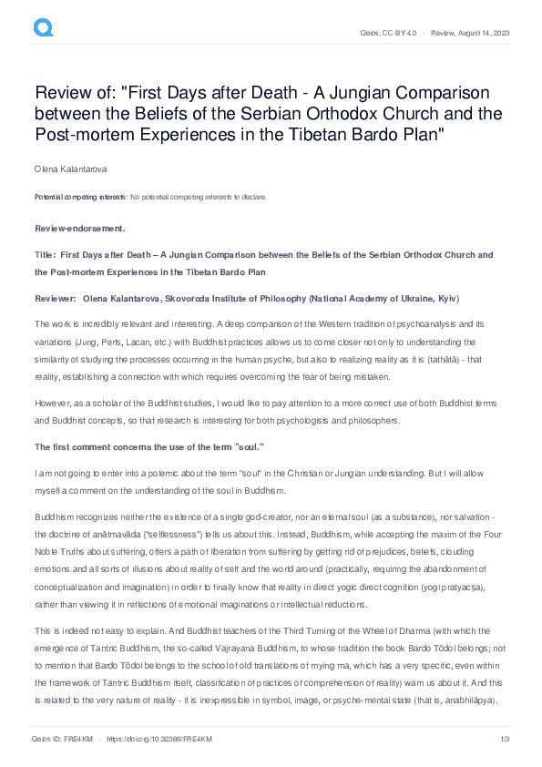 (PDF) Review of: "First Days after Death - A Jungian Comparison between ...