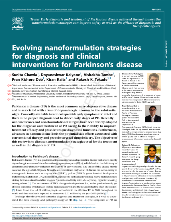 (PDF) Evolving nanoformulation strategies for diagnosis and clinical ...