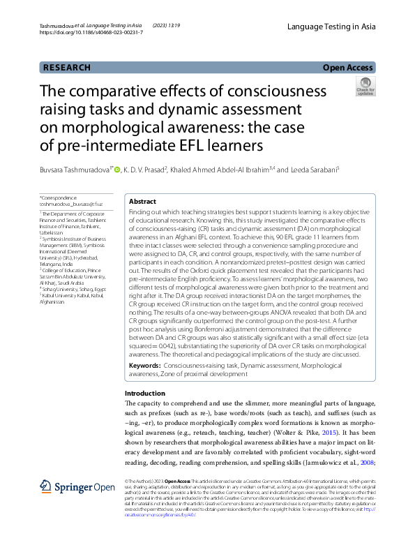 (PDF) The comparative effects of consciousness raising tasks and ...