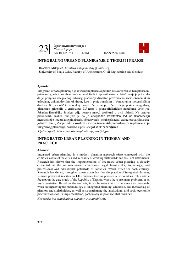 (PDF) Integrated Urban Planning in Theory and Practice