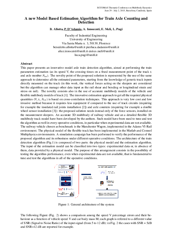 Pdf A New Model Based Estimation Algorithm For Train Axle Counting And Detection