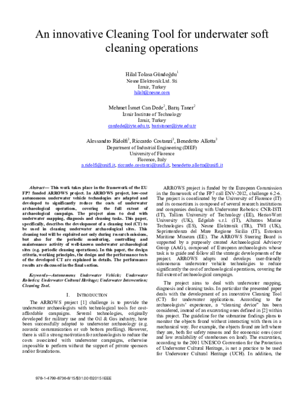 (PDF) An innovative cleaning tool for underwater soft cleaning operations