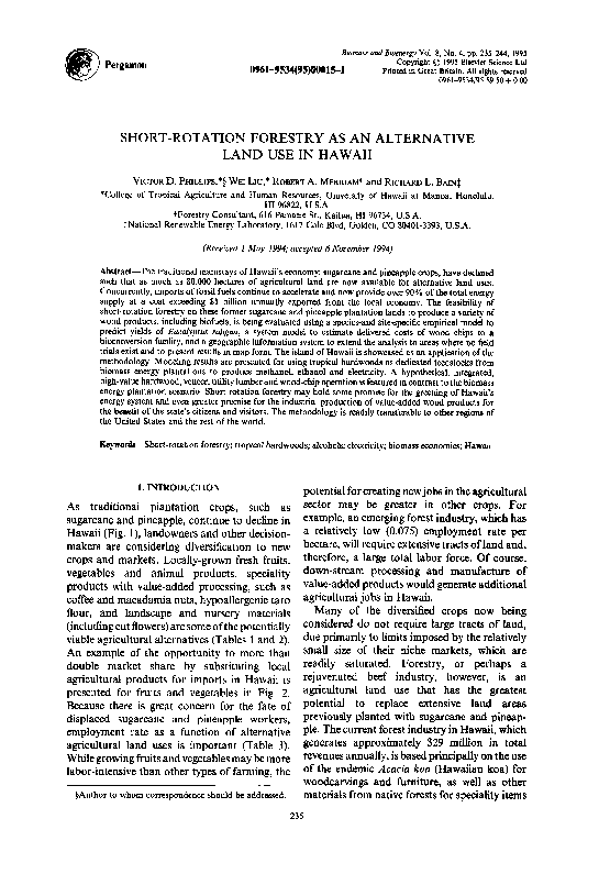 (PDF) Short-rotation forestry as an alternative land use in Hawaii