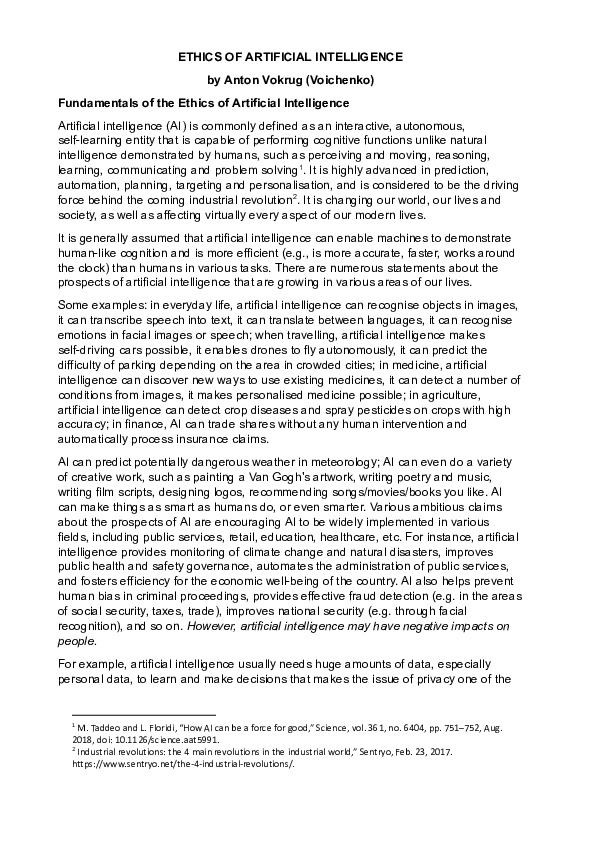 (PDF) Ethics of Artificial Intelligence