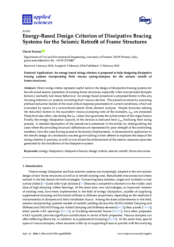 (PDF) Energy-Based Design Criterion of Dissipative Bracing Systems for ...
