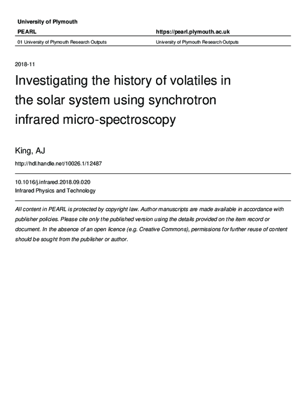 (PDF) Investigating the history of volatiles in the solar system using ...