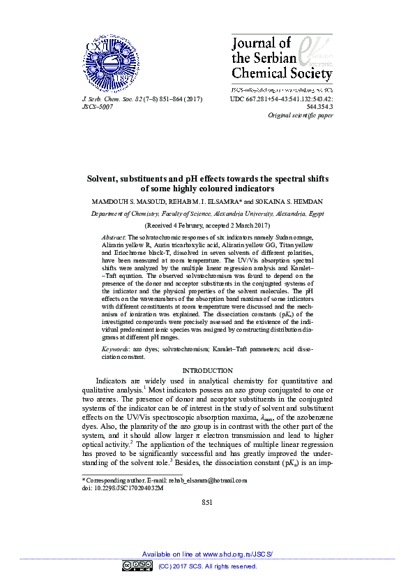 (PDF) Solvent, substituents and pH effects towards the spectral shifts ...