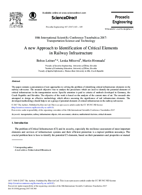 (PDF) A New Approach to Identification of Critical Elements in Railway ...