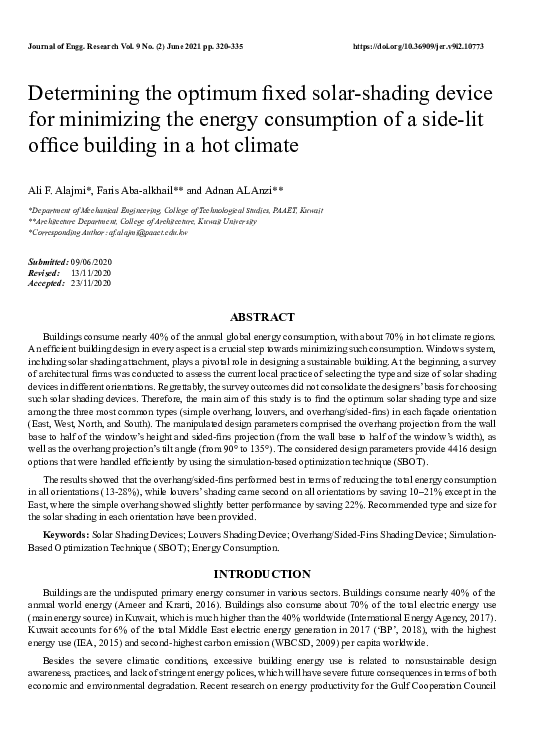 (PDF) Determining the optimum fixed solar-shading device for minimizing ...