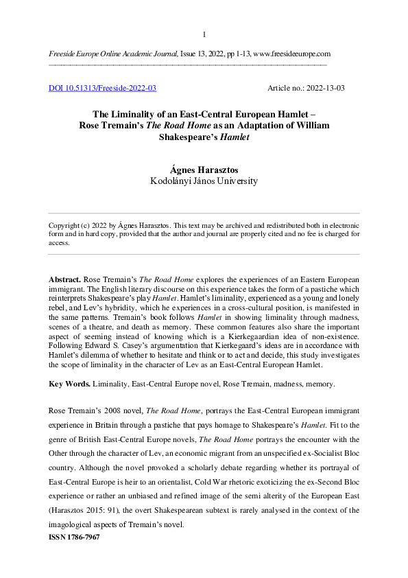 (PDF) The Liminality of an East-Central European Hamlet – Rose Tremain ...