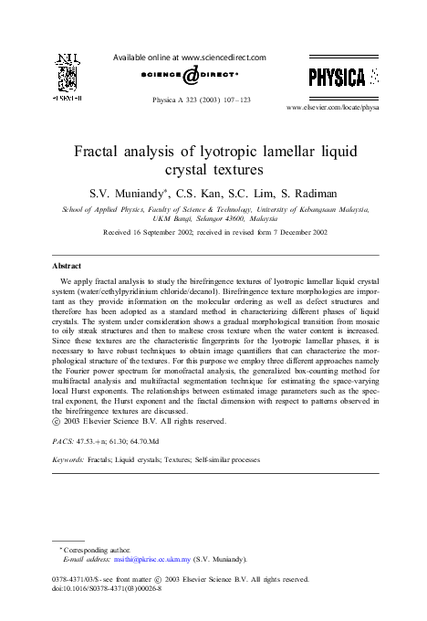 (PDF) Fractal analysis of lyotropic lamellar liquid crystal textures ...
