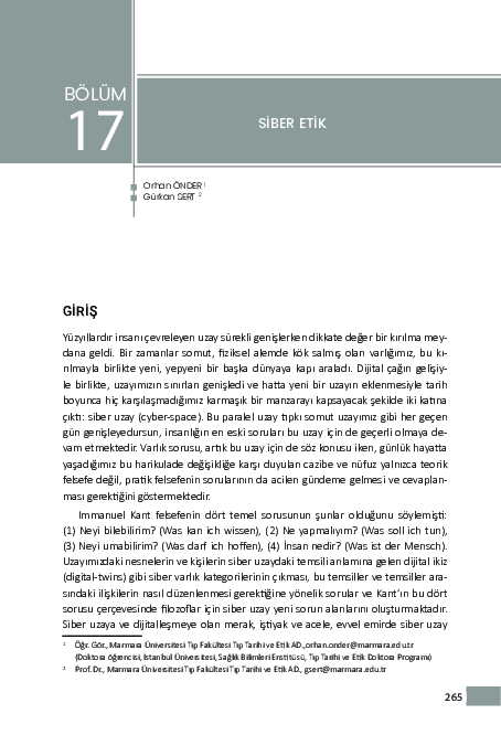 (PDF) Siber Etik