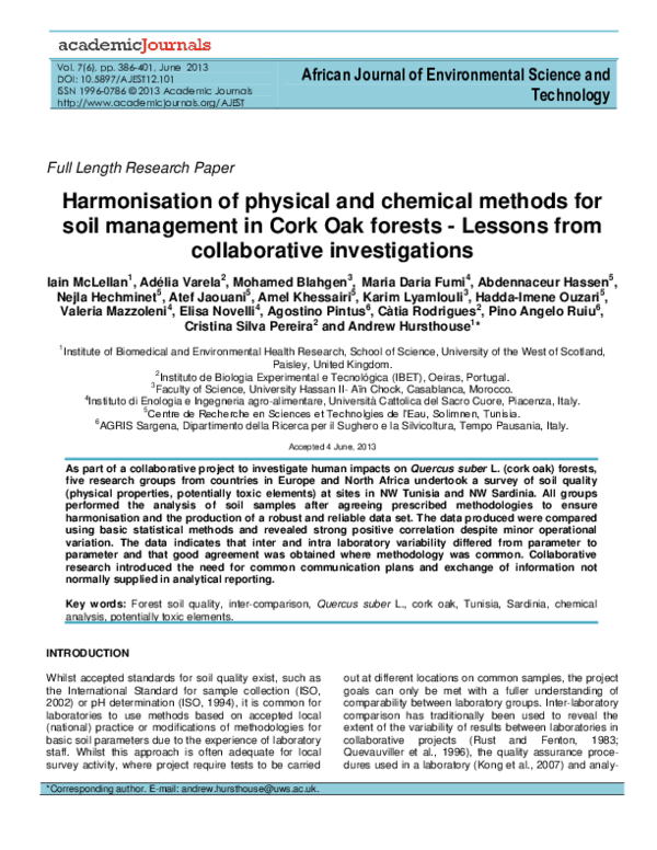 (PDF) African Journal of Environmental Science and Technology