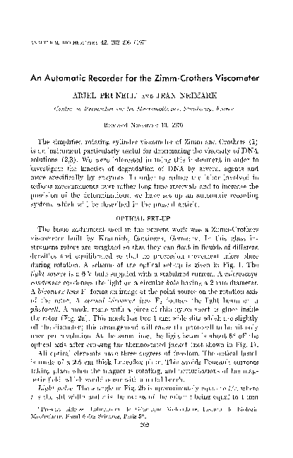 (PDF) An automatic recorder for the zimm-crothers viscometer