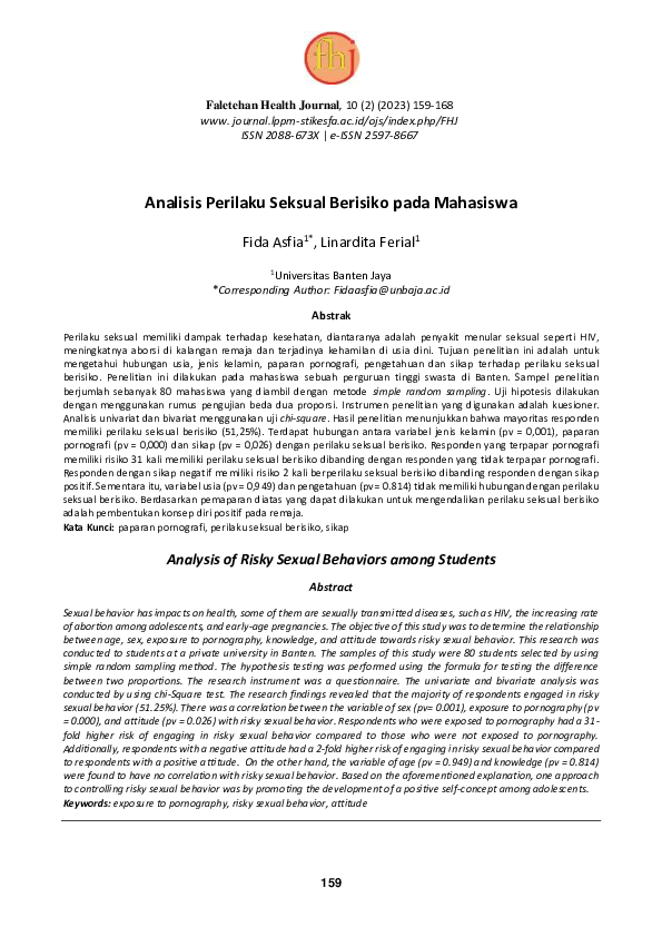 (PDF) Analysis of Risky Sexual Behaviors among Students