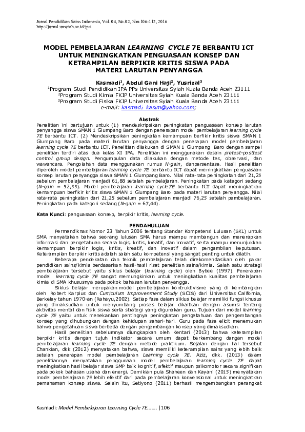 (PDF) Model Pembelajaran Learning Cycle 7e Berbantu Ict Untuk Meningkatkan Penguasaan Konsep Dan ...