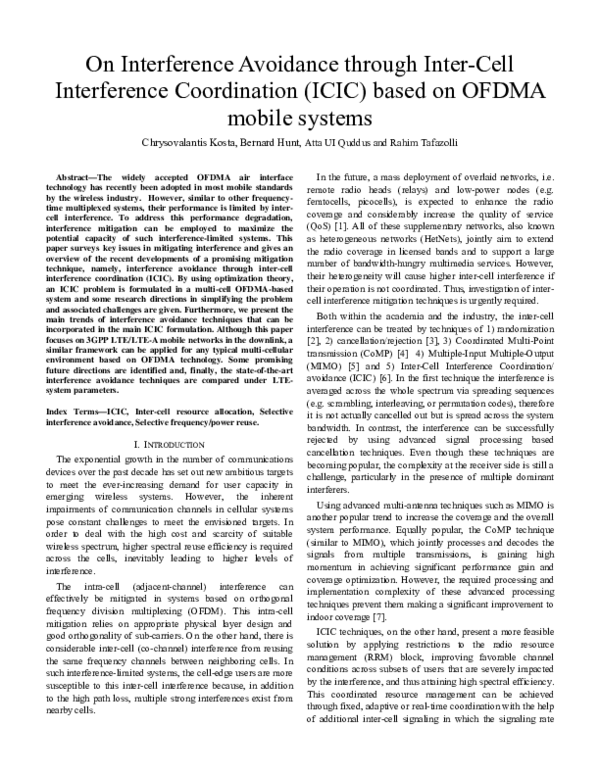 (PDF) On Interference Avoidance Through Inter-Cell Interference Coordination (ICIC) Based on ...