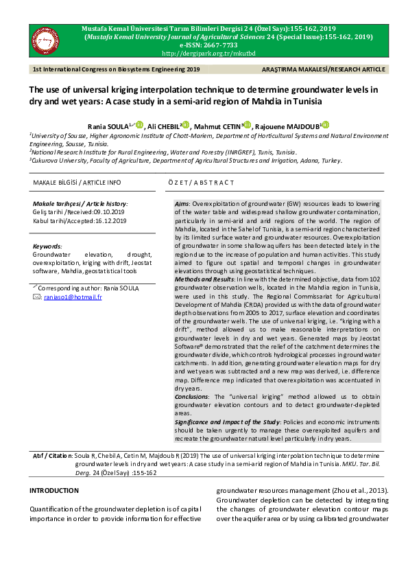 (PDF) The use of universal kriging interpolation technique to determine groundwater levels in ...