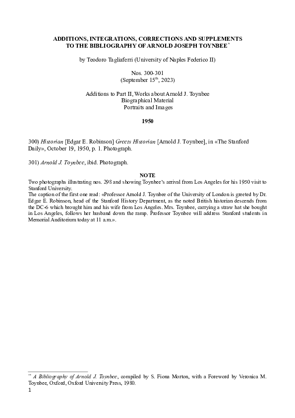 (DOC) Arnold J. Toynbee, Edgar E. Robinson and Veronica Toynbee (1950 ...