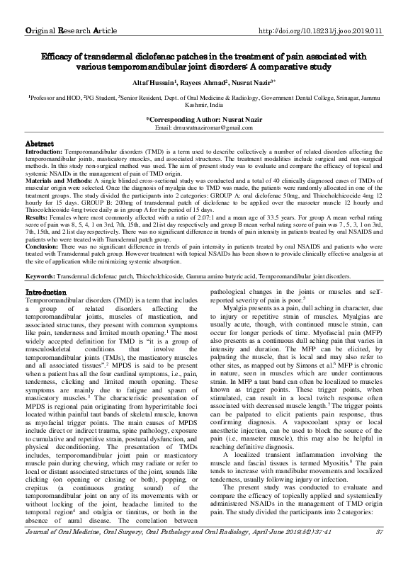 (PDF) Efficacy of transdermal diclofenac patches in the treatment of ...
