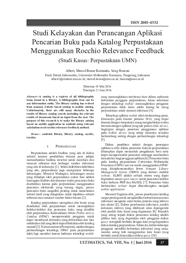 (PDF) tudi Kelayakan dan Perancangan Aplikasi Pencarian Buku pada ...