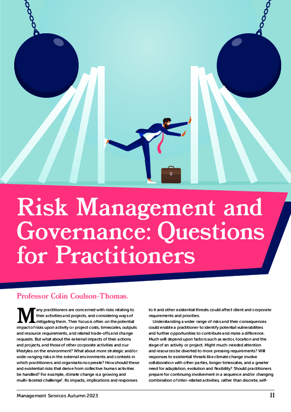 (PDF) Risk Management and Governance: Questions for Practitioners