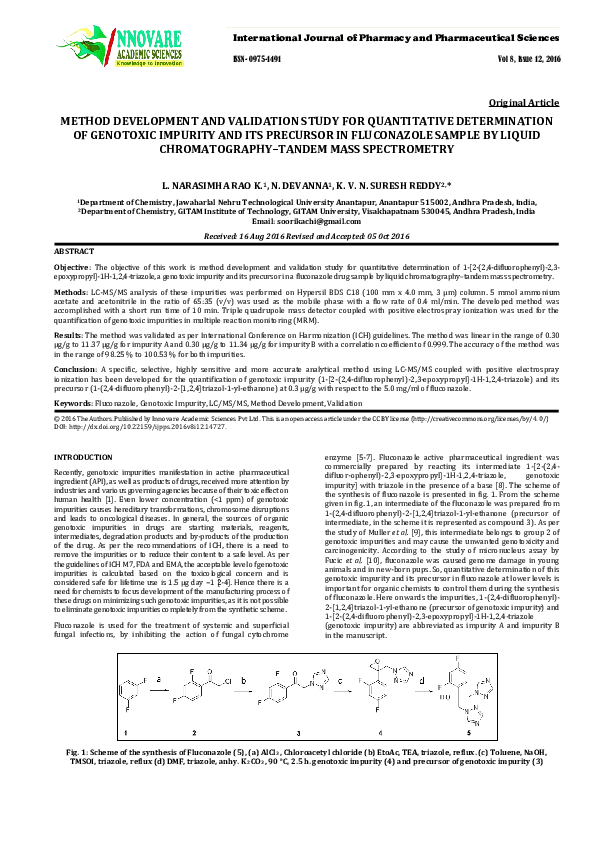(PDF) METHOD DEVELOPMENT AND VALIDATION STUDY FOR QUANTITATIVE DETERMINATION OF GENOTOXIC ...
