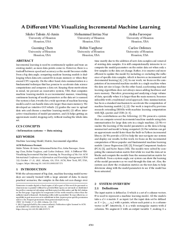 (PDF) A Different VIM: Visualizing Incremental Machine Learning