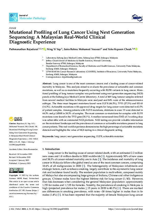 (PDF) Mutational Profiling of Lung Cancer Using Next Generation ...