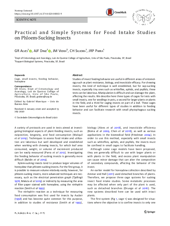 (PDF) Practical and Simple Systems for Food Intake Studies on Phloem ...