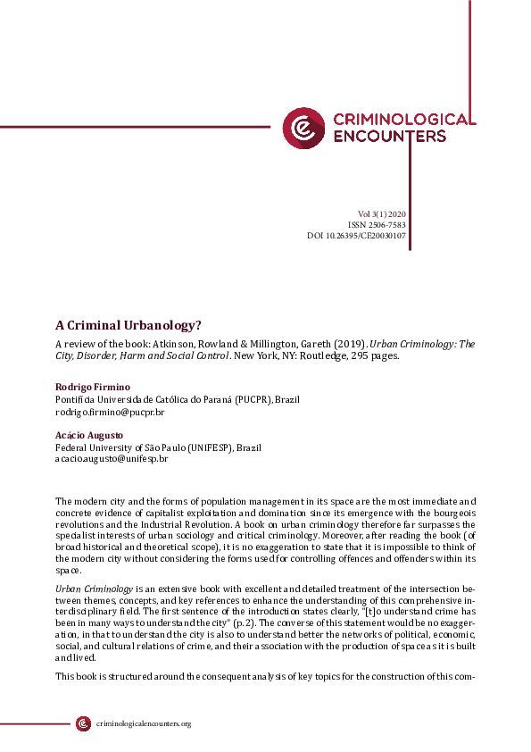 (PDF) A Criminal Urbanology