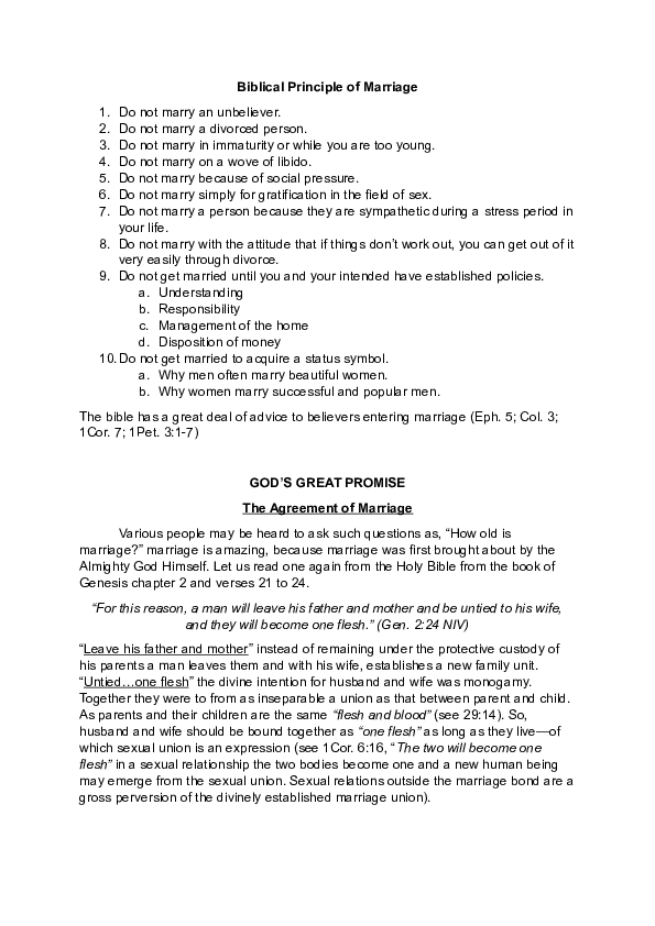 (DOC) Biblical Principle of Marriage