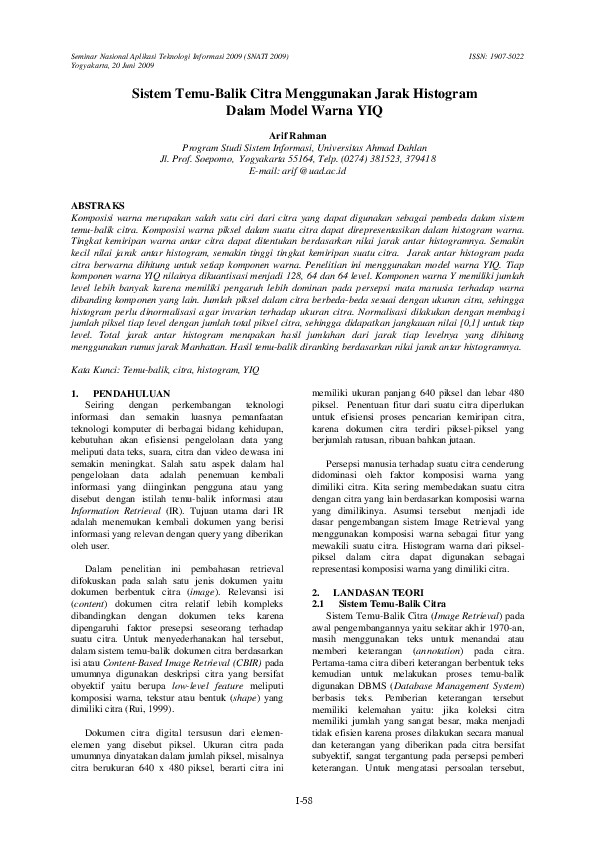 (PDF) Sistem Temu-Balik Citra Menggunakan Jarak Histogram dalam Model ...