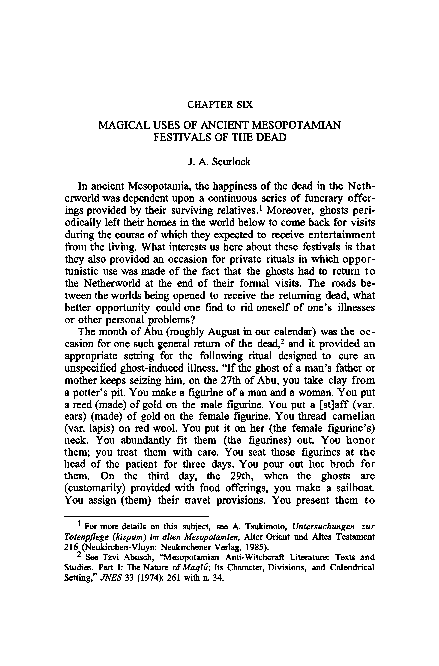 (PDF) Magical Uses of Ancient Mesopotamian Festivals of the Dead
