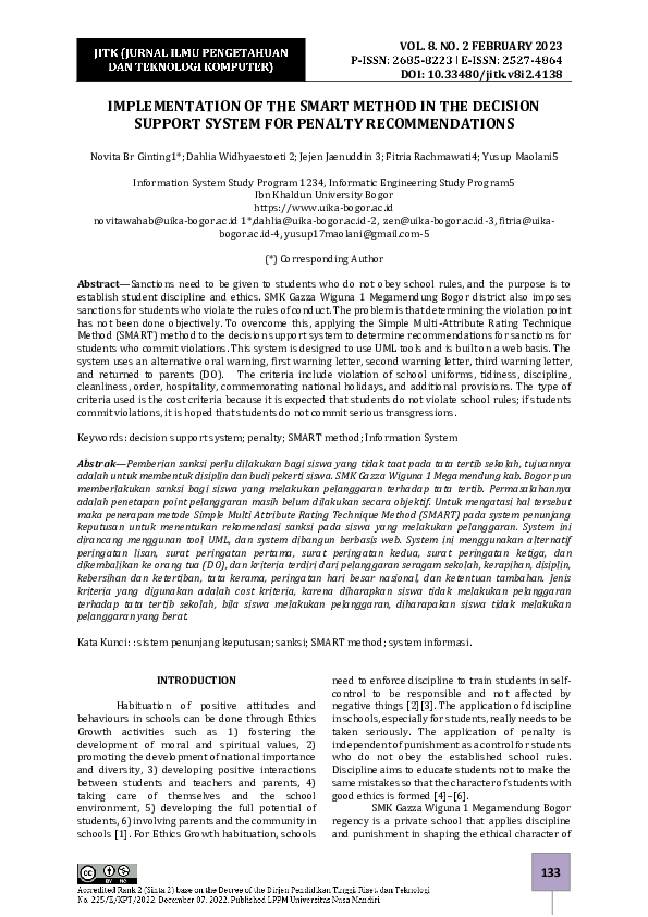 (PDF) Implementation of the Smart Method in the Decision Support System ...