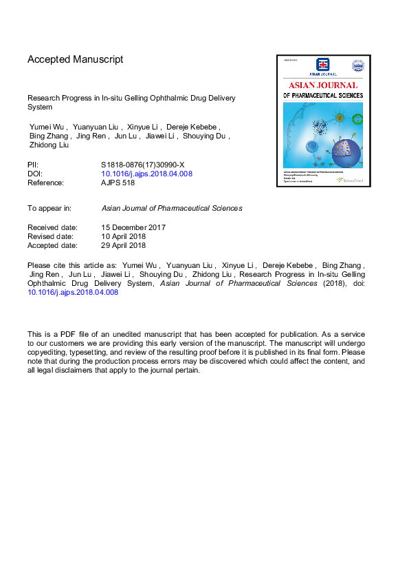 (PDF) Progress in In-situ Gelling Ophthalmic Drug Delivery System