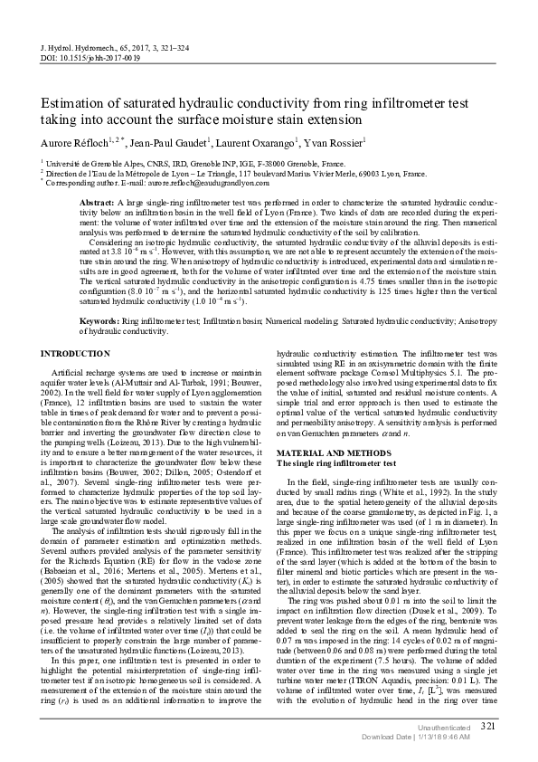 (PDF) Estimation of Saturated Hydraulic Conductivity on the Basis of ...