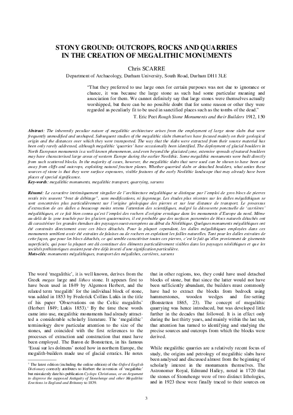 (PDF) Stony Ground: outcrops, rocks and quarries in the creation of ...