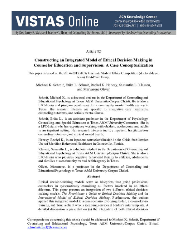 (PDF) Constructing an Integrated Model of Ethical Decision Making in ...