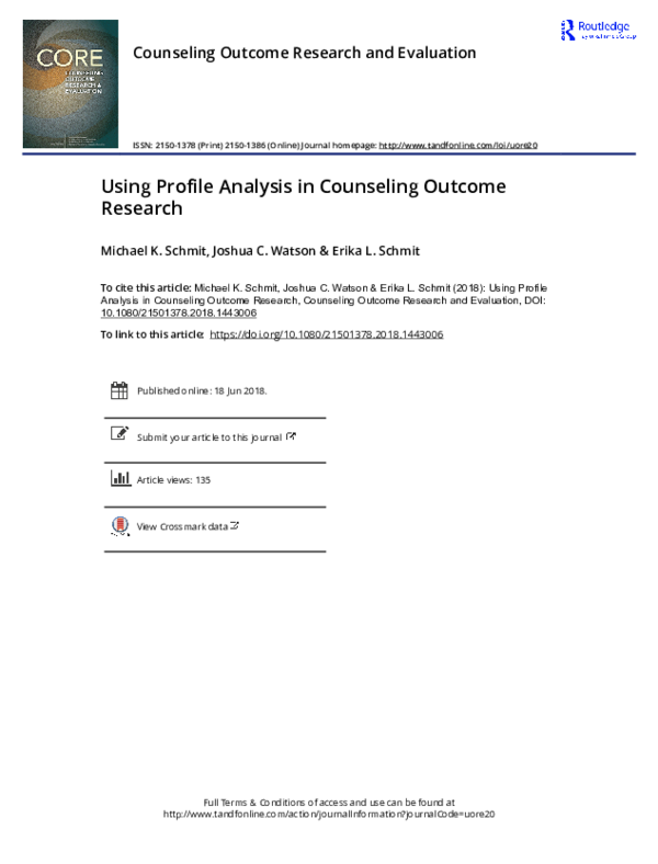 (PDF) Using Profile Analysis in Counseling Outcome Research | Erika Schmit - Academia.edu