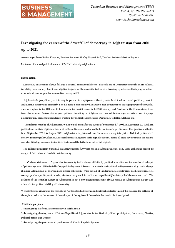 (PDF) Investigating the causes of the downfall of democracy in ...