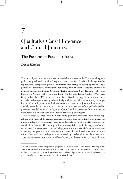 (PDF) Qualitative Causal inference and Critical Junctures: The Problem of Backdoor Paths