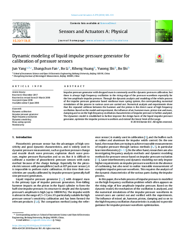 (PDF) Dynamic modeling of liquid impulse pressure generator for calibration of pressure sensors