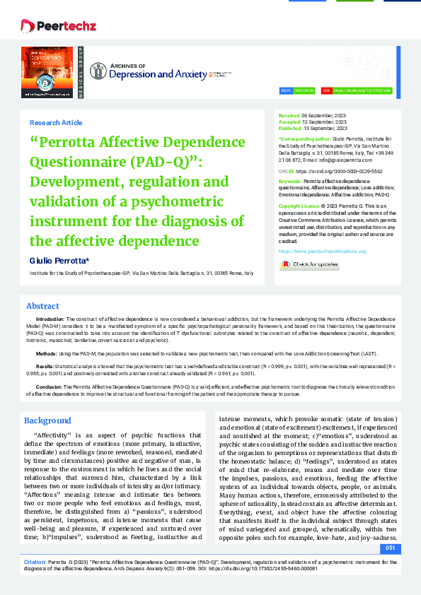 (PDF) "Perrotta Affective Dependence Questionnaire (PAD-Q ...