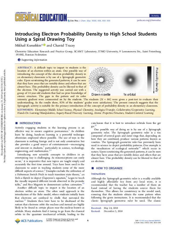 (PDF) Introducing Electron Probability Density to High School Students Using a Spiral Drawing Toy