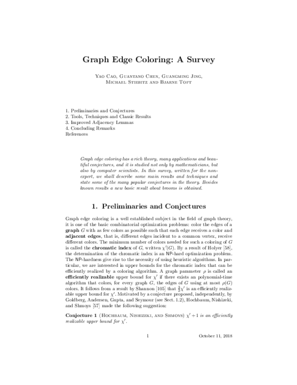 Pdf Graph Edge Coloring A Survey