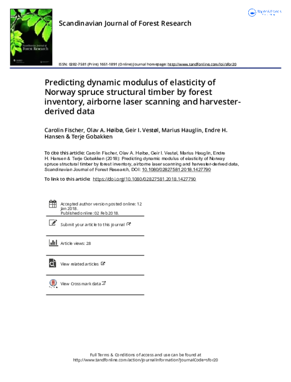 (PDF) Predicting dynamic modulus of elasticity of Norway spruce structural timber by forest ...